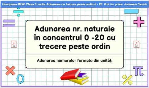 Adunarea cu trecere peste ordin în concentrul 0-20 (Fișe) – Digitaledu